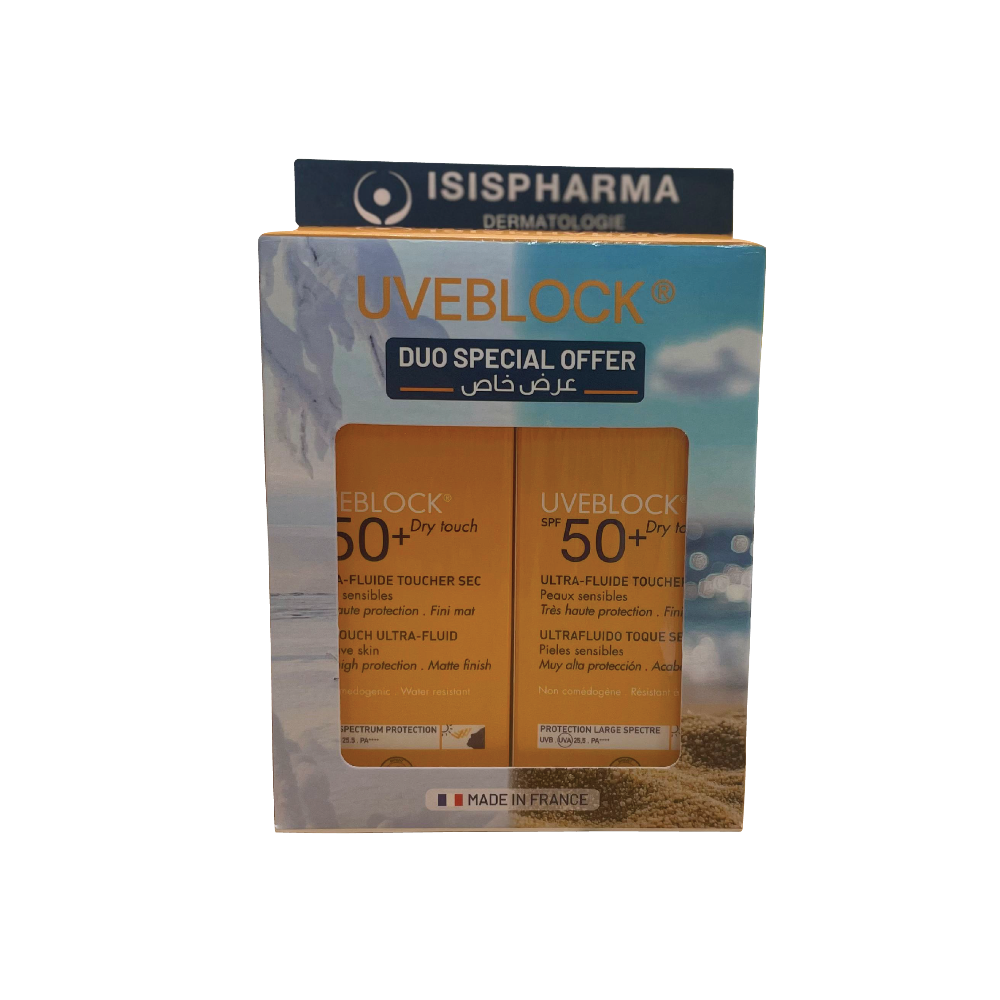 Isispharma UVEBlock Ultra Fluid Dry Touch Dual Pack | GLOW55