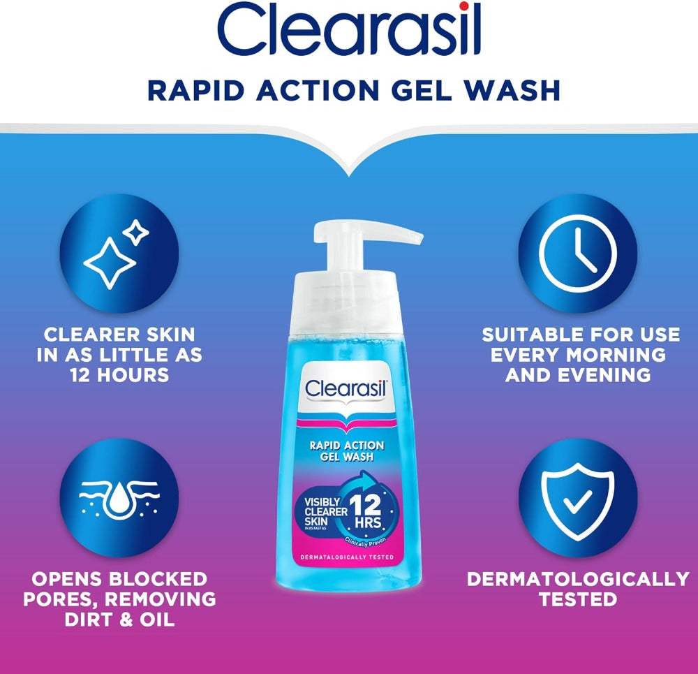 Clearasil Rapid Action Gel Wash - 150 ml | GLOW55